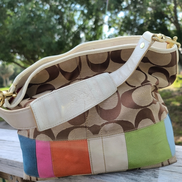 Coach | Bags | Coach Stripe Legacy Multi Colored Purse 858 | Poshmark
